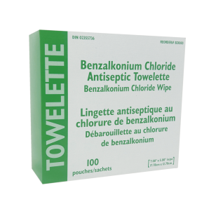 Benzalkonium Chloride Antiseptic Wipes (100/Box)