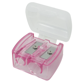 Double Pencil Sharpener with Flip-Up Lid Pink