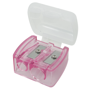 Double Pencil Sharpener with Flip-Up Lid Pink