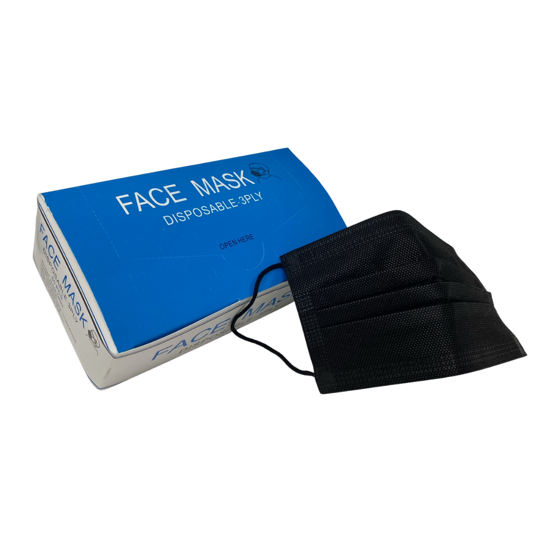 Black Disposable Flat Face Masks (50/pack)