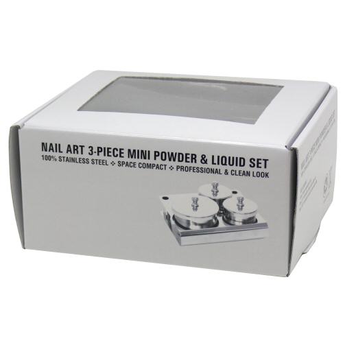3-Piece Nail Container Set With Lids (Stainless Steel)