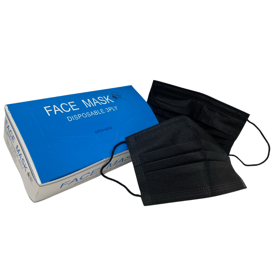 Black Disposable Flat Face Masks (50/pack)